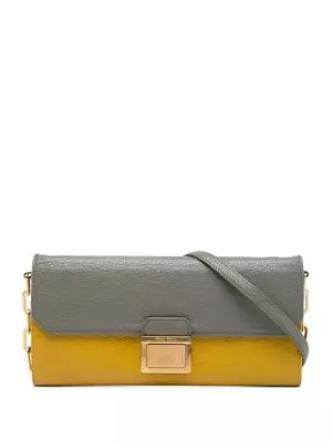 Miu Miu 2010-2026 Bicolor Goatskin Madras Wallet On Chain Crossbody Bag - Grey
