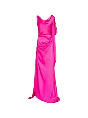 RHEA COSTA Cora Draped Gown Maxi Dress - Pink