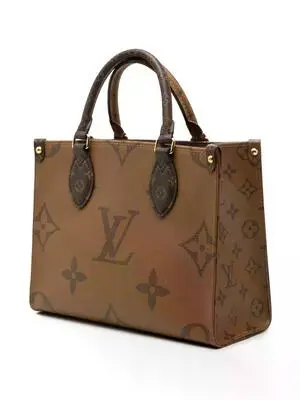 LOUIS VUITTON 2010-2026 Monogram Reverse Giant Onthego Pm Satchel - Brown