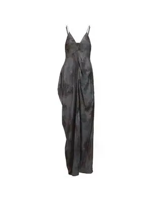 ELYWOOD Ombré Draped Asymmetrical Maxi Dress - Grey