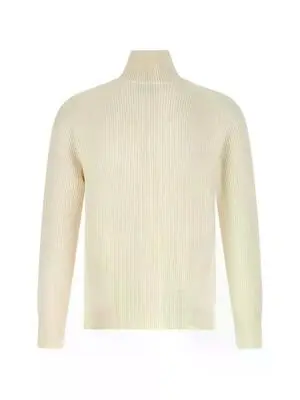 RIVIERA Ribbed-knit Asymmetric-zip Sweater - Neutrals