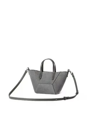 Brunello Cucinelli Bc Duo Mini Bag In Suede With Monili - Grey