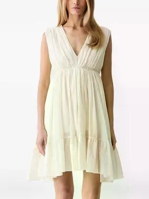 VICOLO Braided-detail Tiered Mini Dress - Neutrals