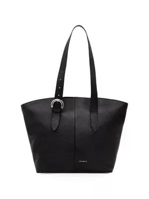 COCCINELLE Buckle-detail Pebbled-leather Tote Bag - Black
