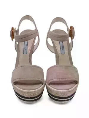 Prada Buckled Ankle Strap Platform Sandals