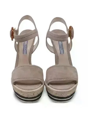 Prada Buckled Ankle Strap Platform Sandals