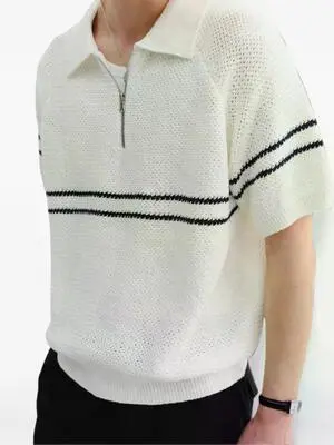 DUNST Striped Half-zip Polo Shirt