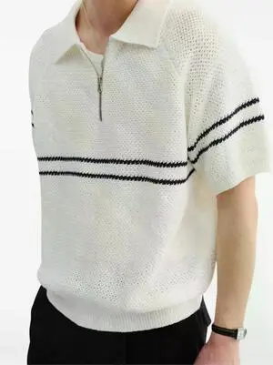 DUNST Striped Half-zip Polo Shirt