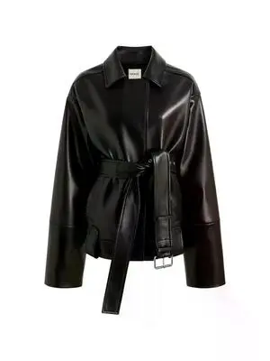 Khaite Alder Belted Leather Jacket - Black