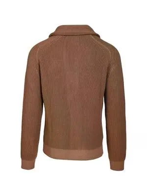 Fedeli Shawl-collar Ribbed-knit Cardigan - Brown