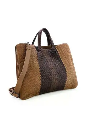 Bottega Veneta Club Fume Briefcase Intrecciato Nappa Business Bag - Brown