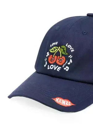 Kenzo Cherry-embroidered Baseball Cap - Blue
