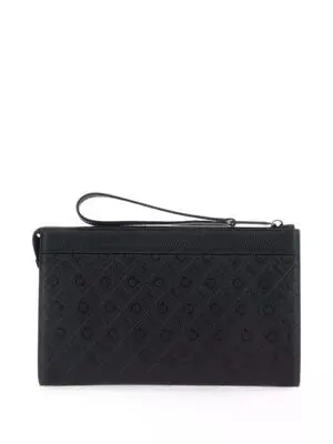FERRAGAMO Gancini-embossed Leather Clutch Bag