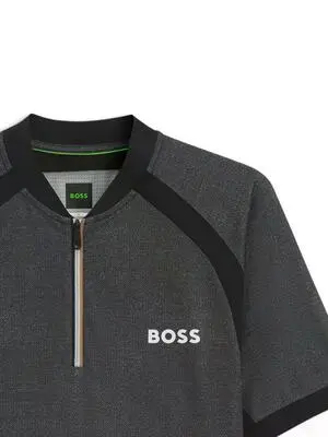 BOSS Panelled Zip-neck T-shirt