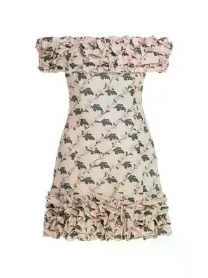 Agua Bendita Floral Print Ruffled Mini Dress