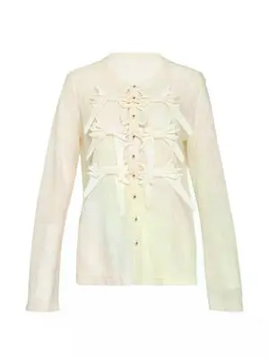 RENLI SU Bow-embellished Lace-texture Cardigan