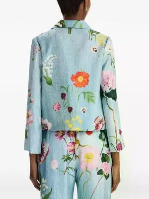 Oscar De La Renta Botanical Print Silk Blouse