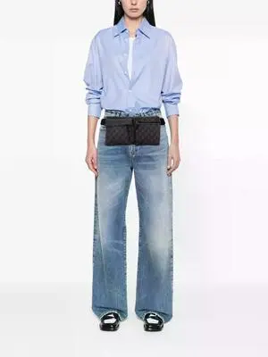 Gucci Gg Denim Double Pocket Belt Bag - Grey