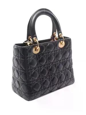 Dior 2010-2020 Medium Lambskin Cannage Lady Satchel - Black