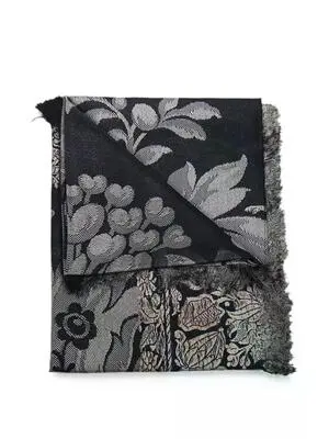PIERRE-LOUIS MASCIA Aloeuw Patterned-jacquard Frayed Scarf - Black