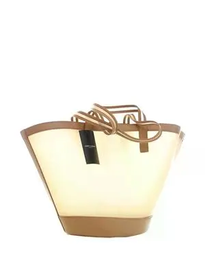 Saint Laurent 2024 Medium Pvc And Calfskin Tote Bag - Neutrals