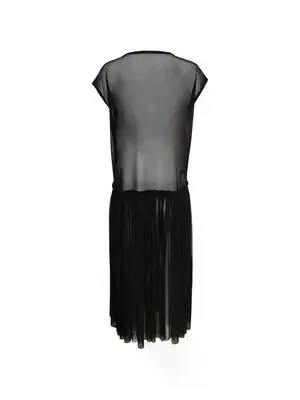 Yohji Yamamoto Gathered Mesh Midi Dress