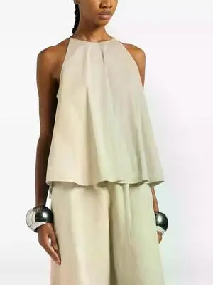 Liviana Conti Hope Halterneck Pleated Top - Neutrals