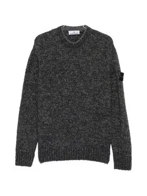 Stone Island Logo-patch Marl-knit Sweater - Grey