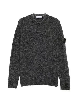Stone Island Logo-patch Marl-knit Sweater - Grey