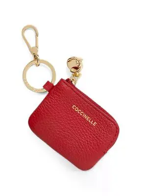 COCCINELLE C-me Softy Logo-print Grained-leather Keyring - Red