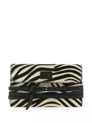 Moschino Zebra-print Tie Me Wallet On Chain - Neutrals