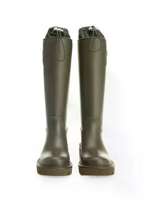 Moncler Kickstream Logo-patch Knee-high Boots - Green