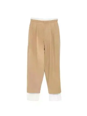 Y’s Wool Layered Trousers - Brown