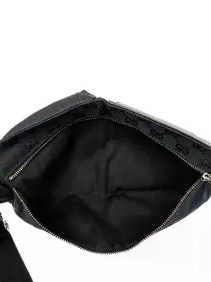 Gucci Gg Canvas Double Pocket Belt Bag - Black