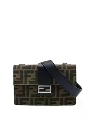 Fendi 2010-2026 Zucca Canvas Convertible Baguette Pouch Crossbody Bag - Brown