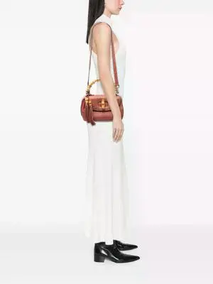 Gucci 2016-2026 Medium Leather New Bamboo Satchel - Red