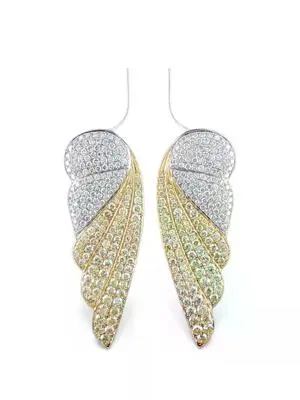 HYT JEWELRY Yellow And White Diamond Earrings - Silver