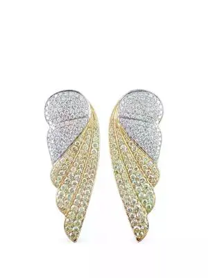 HYT JEWELRY Yellow And White Diamond Earrings - Silver