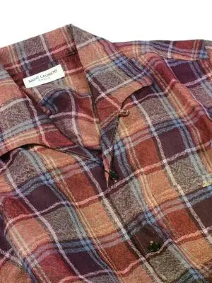 Saint Laurent Embroidered-logo Plaid Shirt