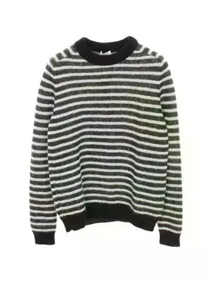 Saint Laurent Striped Crew-neck Sweater - Black