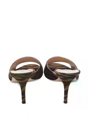 GIANVITO ROSSI Zebra-print Suede Mules - Brown