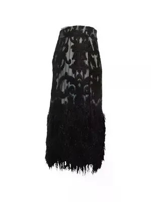 GANNI Striped Feather-trim Skirts