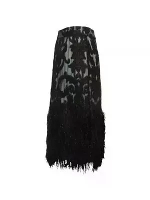 GANNI Striped Feather-trim Skirts - Black