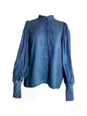 Mother Of Pearl Bishop-sleeve Buttoned Shirt - Blue