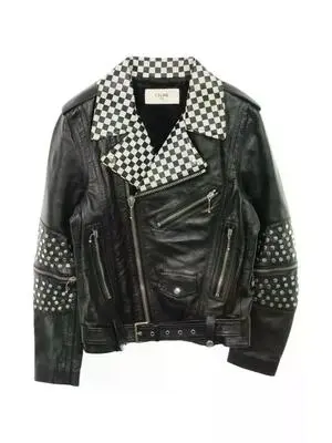 Celine 2010s Block-check Studded Jacket - Black