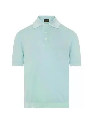 MANDELLI Short-sleeve Knitted Polo Shirt - Blue