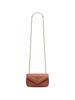Saint Laurent Mini Loulou Quilted Leather Cross Body Bag - Orange