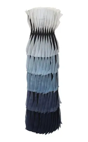 CHORUS Phyllis Strapless Pleated Silk-blend Organza Maxi Dress - Blue