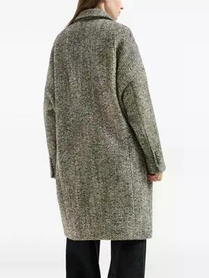 Brunello Cucinelli Virgin Wool And Alpaca Chevron Coat With Monili Embellishment