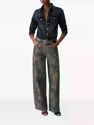 Liu Jo Slim Fit Denim Shirt With Embroidered Jewel Pockets